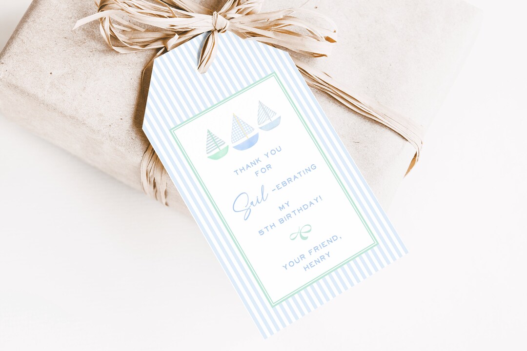 Printed Sailboat Trio Gift Tag Set Custom Nautical Favor - Etsy