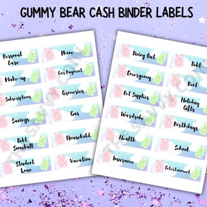 Cash Binder Labels, Gummy Bear Cash Binder Labels, Printable Cash ...