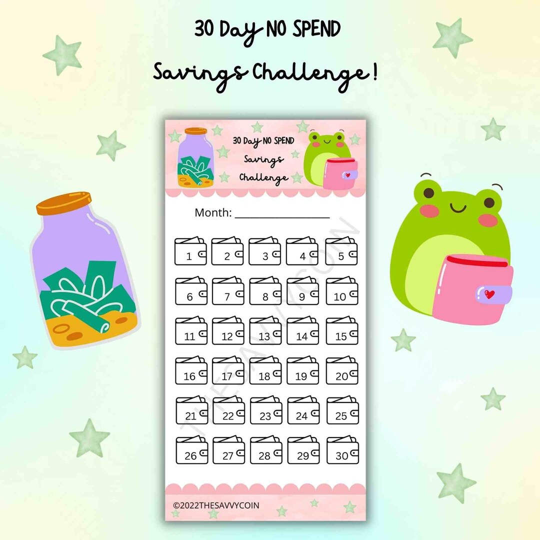 Froggy No Spend Challenge for A6 Budget Binder, No Spend Savings ...