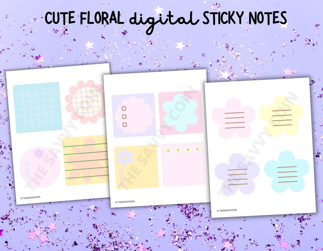 Floral Printable Sticky Notes: Pastel Retro Style (PDF Download) - Etsy