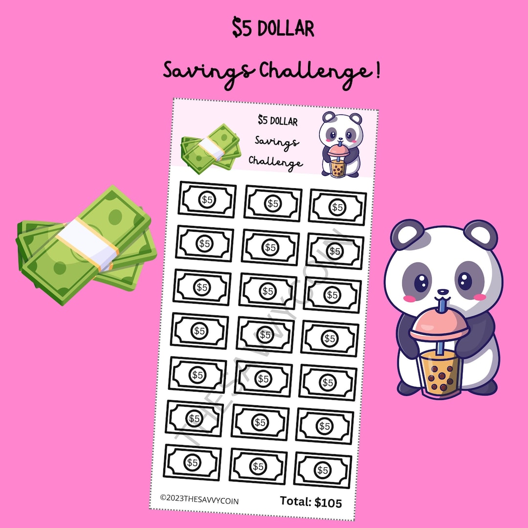 5 Dollar Savings Tracker, Cute Savings Challenge, Money Budget Tracker ...