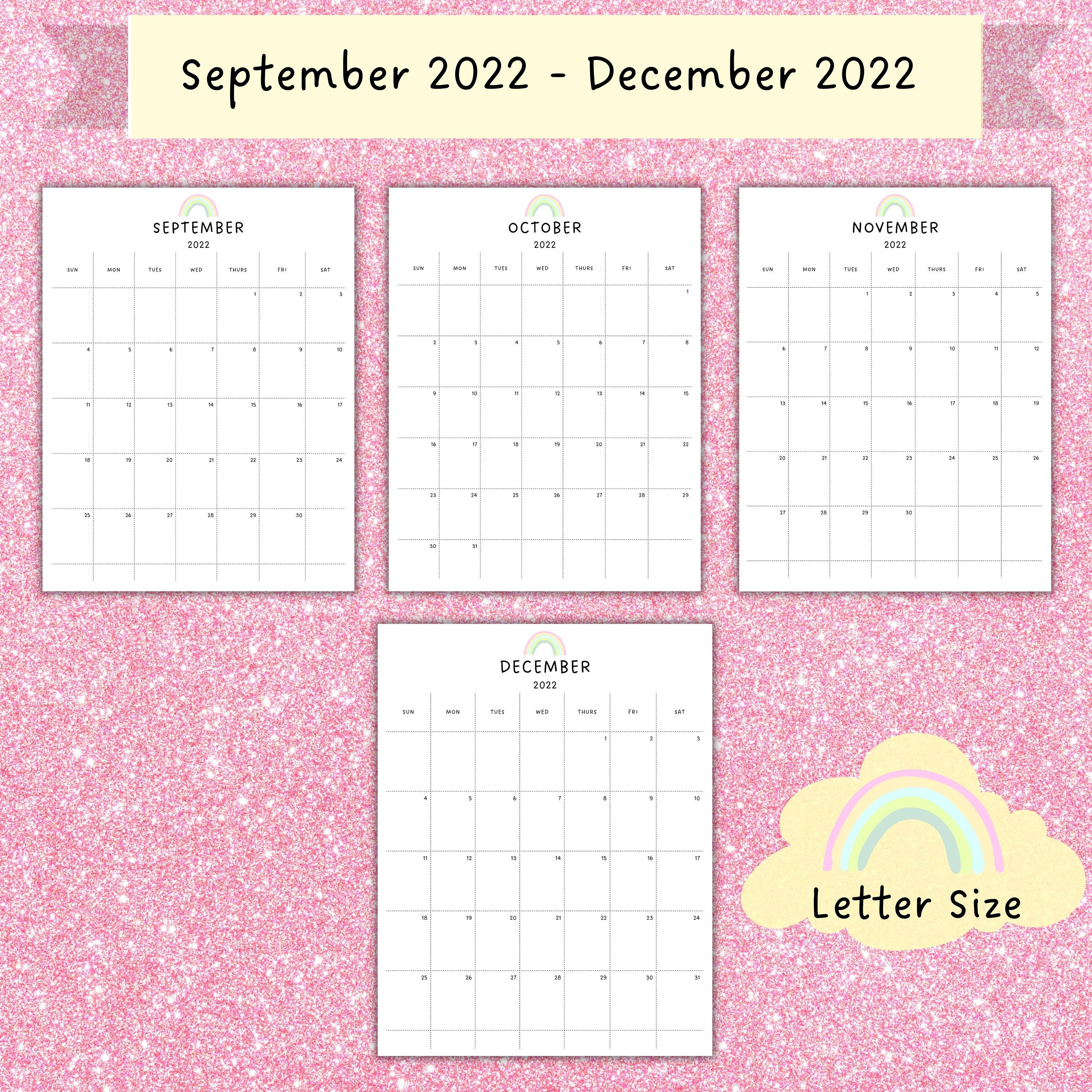 2022 2023 2024 Cute Monthly Calendars Bundle Rainbow - Etsy Norway