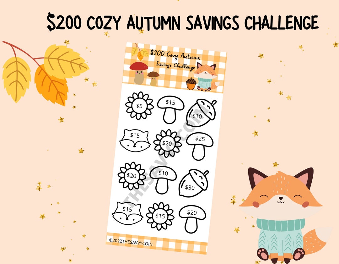 Autumn Savings Challenge for A6 Budget Binder, Fall Savings Tracker ...