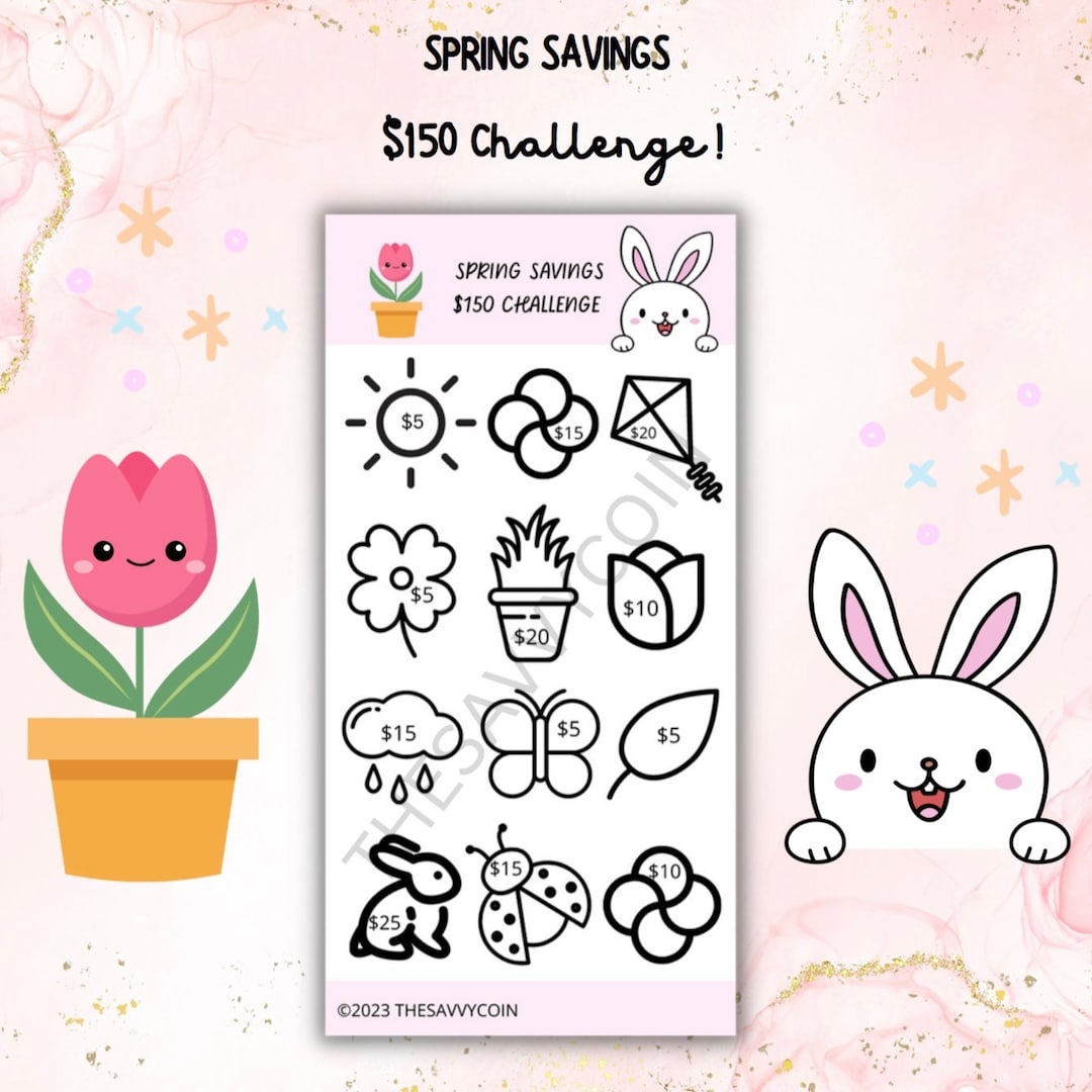 Spring Savings Challenge, 150 Dollar Savings Challenge, Spring Break ...