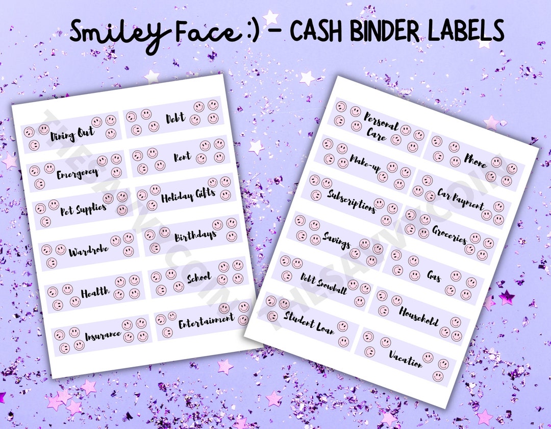 Smiley Face Cash Binder Labels, Happy Face Cash Binder Labels ...