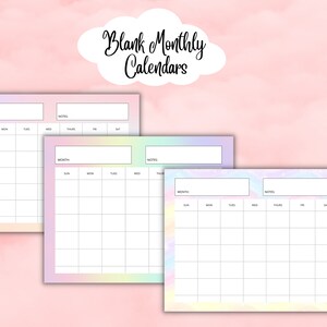 Blank Calendar Printable, Pastel Blank Calendar 8.5 X 11 Inches ...