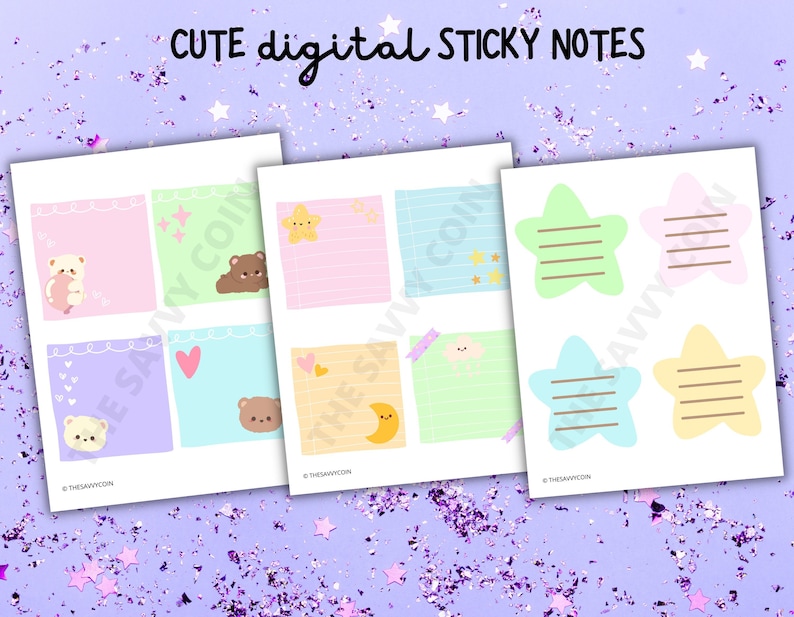 Printable Sticky Notes Bear Sticky Notes Study Notes for - Etsy