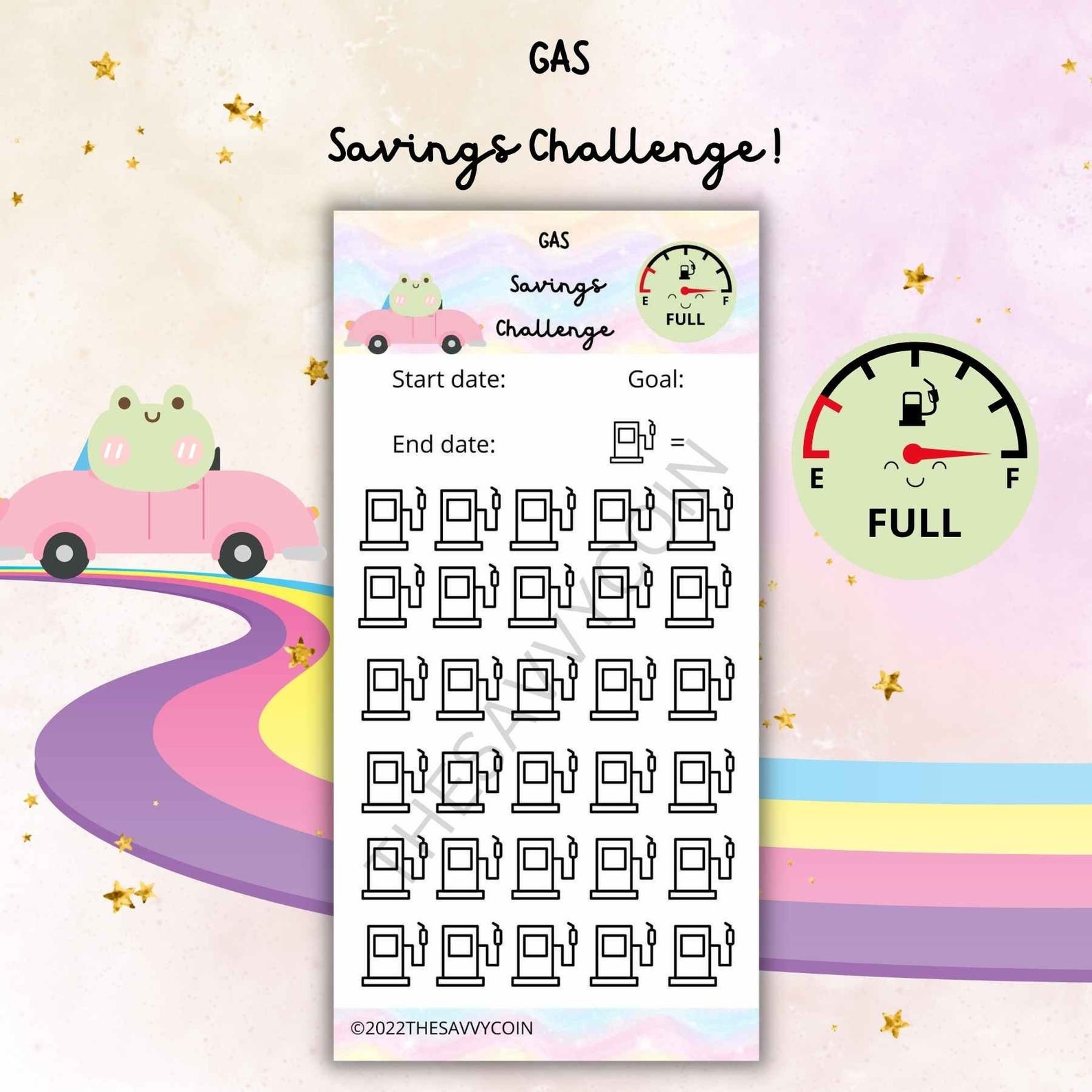 Gas Savings Tracker, Car Fuel Funds Savings Tracker, A6 Inflation ...