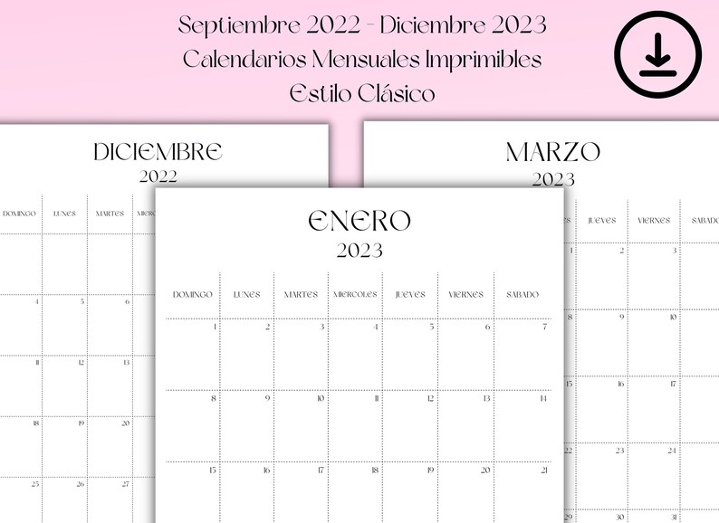2023 Spanish Calendar Bundle Elegant Spanish Printable - Etsy