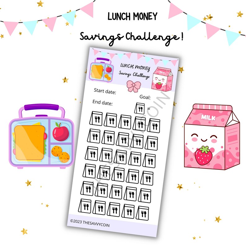 Lunch Money Savings Tracker School Lunch Savings Challenge - Etsy