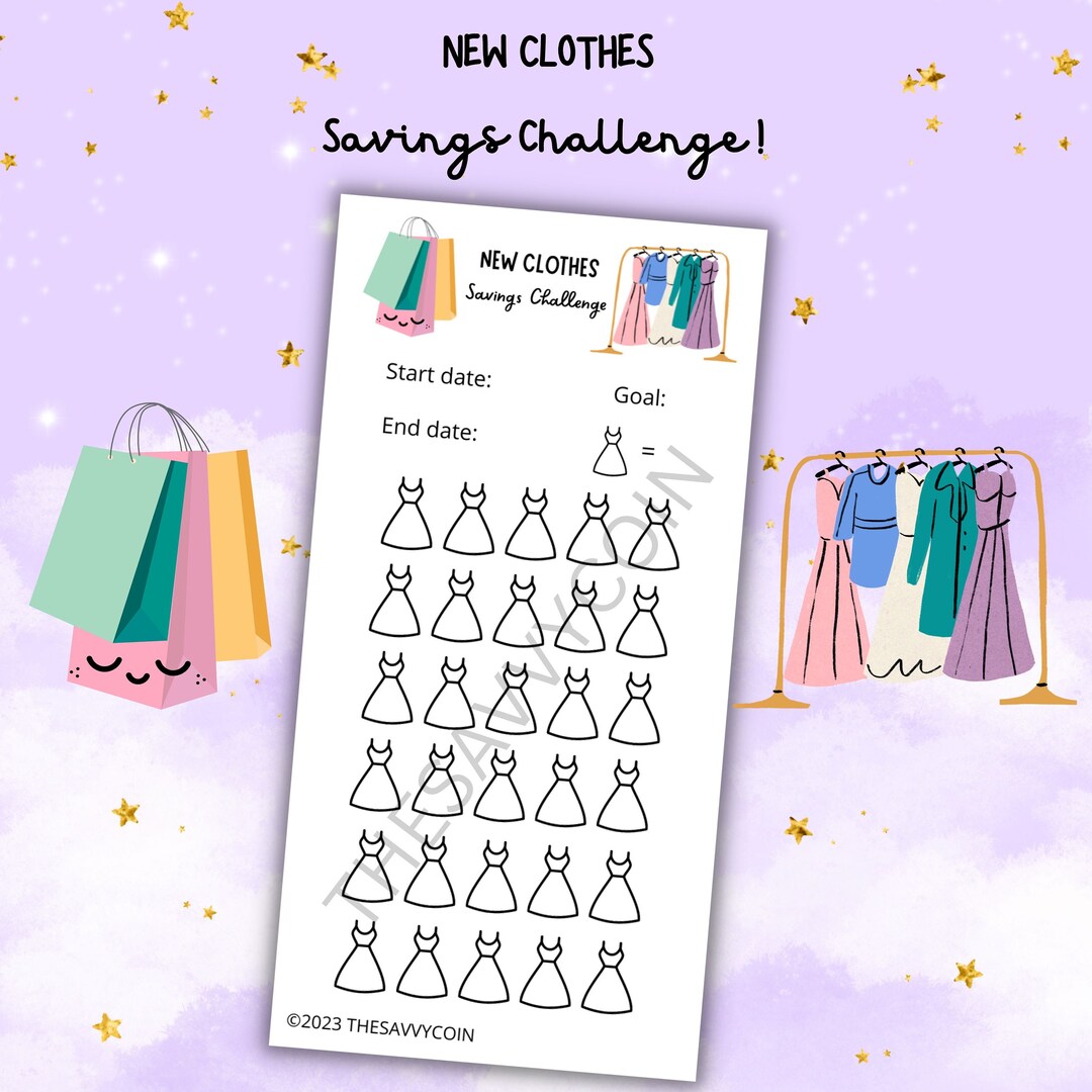 New Clothes Savings Tracker, Wardrobe Savings Challenge, Self Care ...