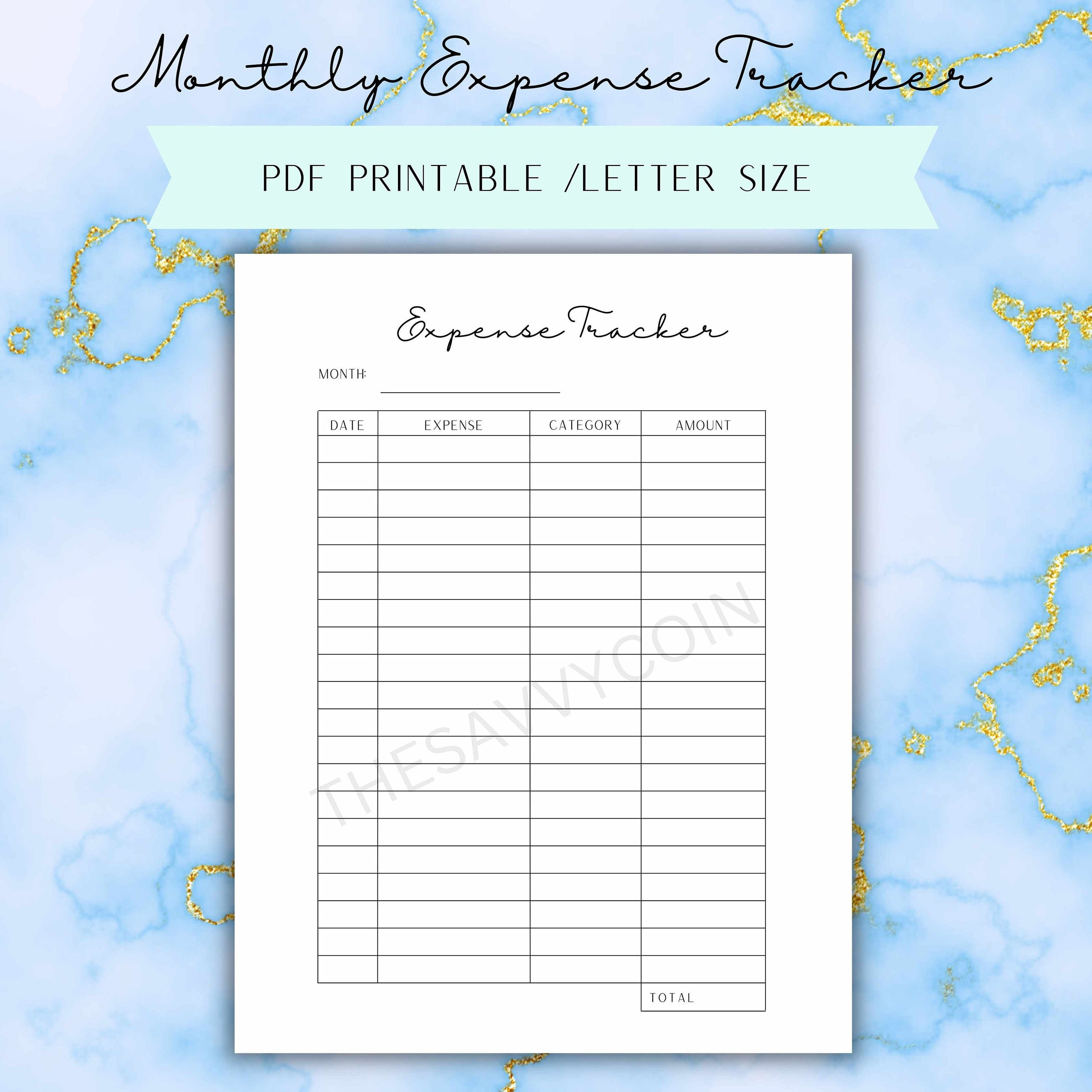 Monthly Expense Tracker Printable Expense Tracker Letter - Etsy