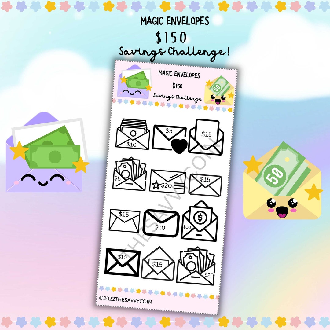 150 Dollars Savings Tracker, Cash Envelopes Savings Challenge, Cash ...