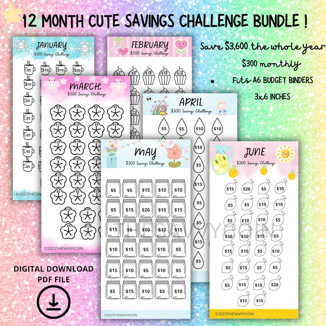 Savings Challenge Bundle, Savings Challenges, 12 Month Savings ...
