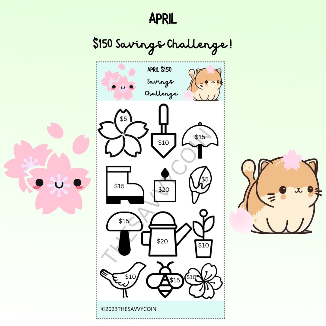 April Savings Tracker, Cute Savings Challenge, Money Budget Tracker ...