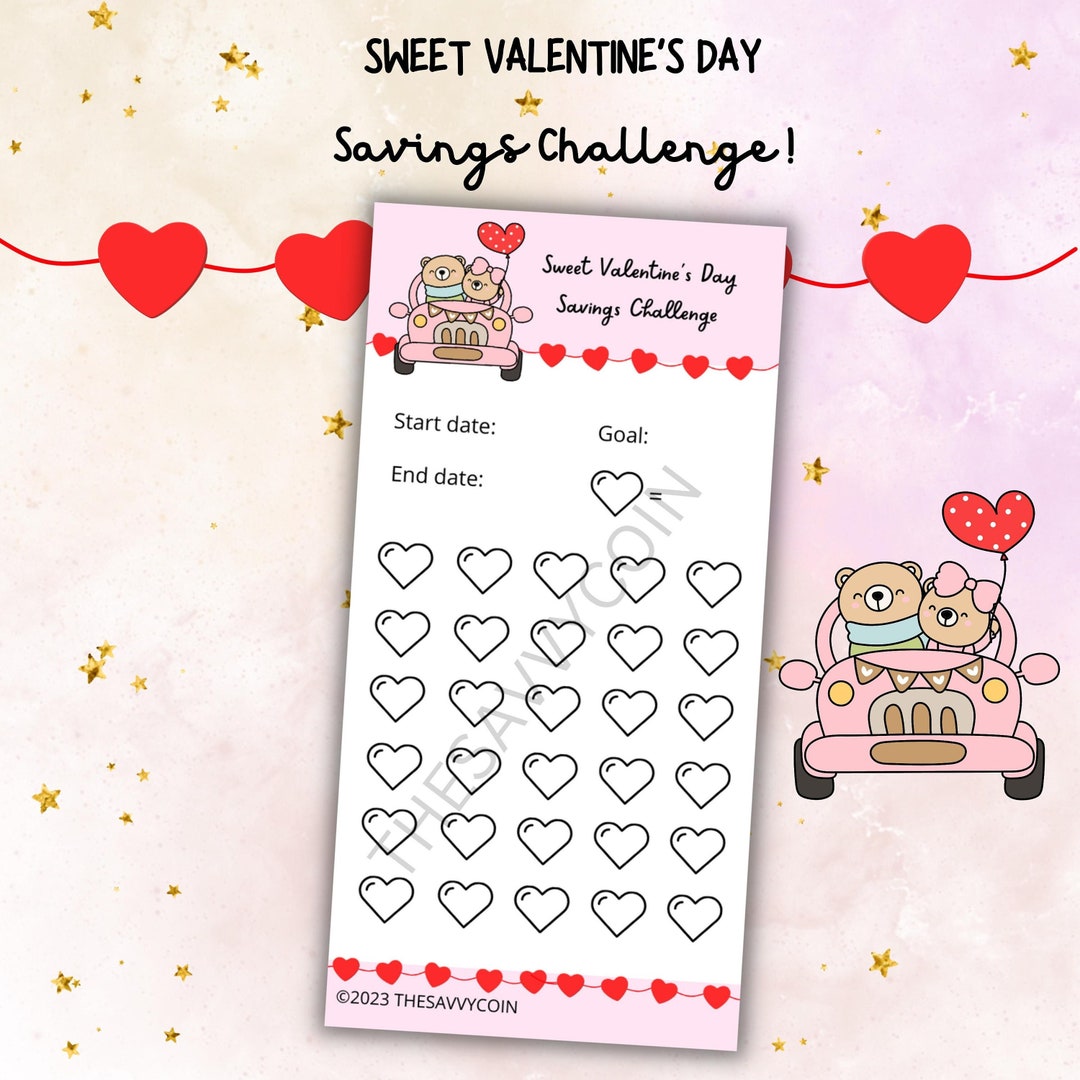 Valentine's Day Savings Tracker, Date Savings Challenge, Mini Savings ...