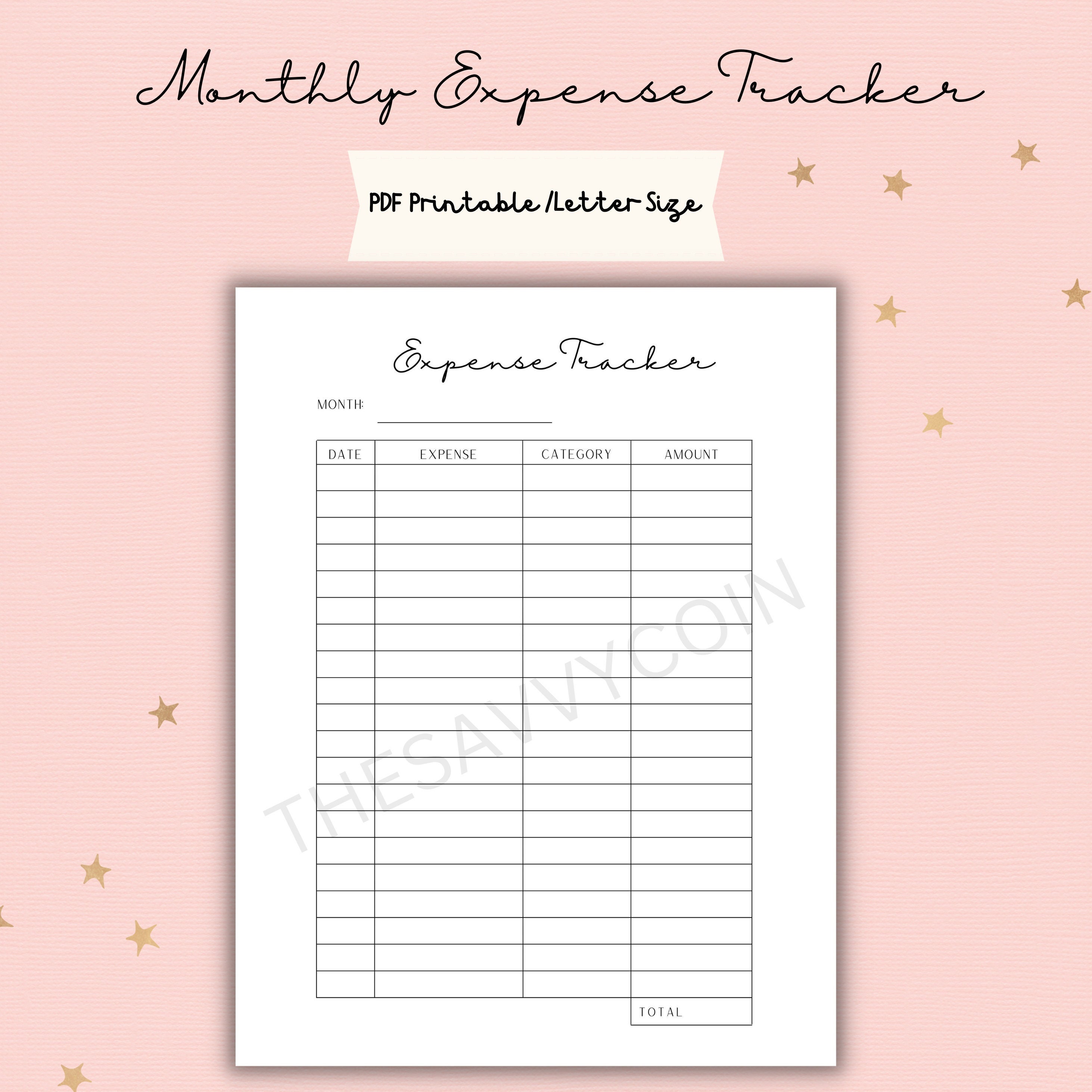 Monthly Expense Tracker Printable Expense Tracker Letter - Etsy