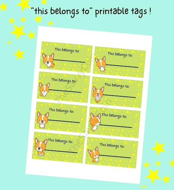 Printable This Belongs to Labels School Labels for Kids Dog - Etsy