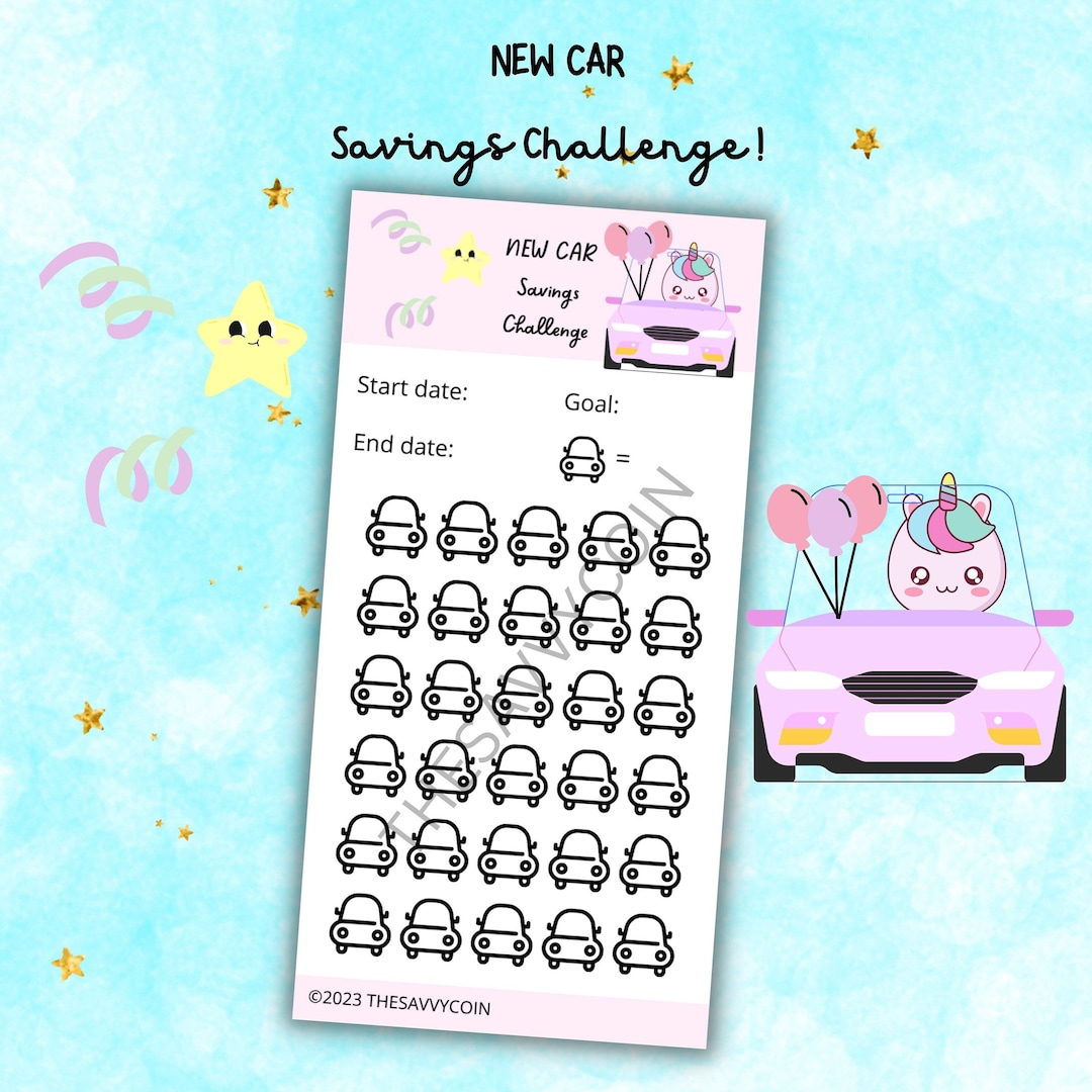 New Car Savings Challenge, New Car Savings Tracker, New Car Budget ...