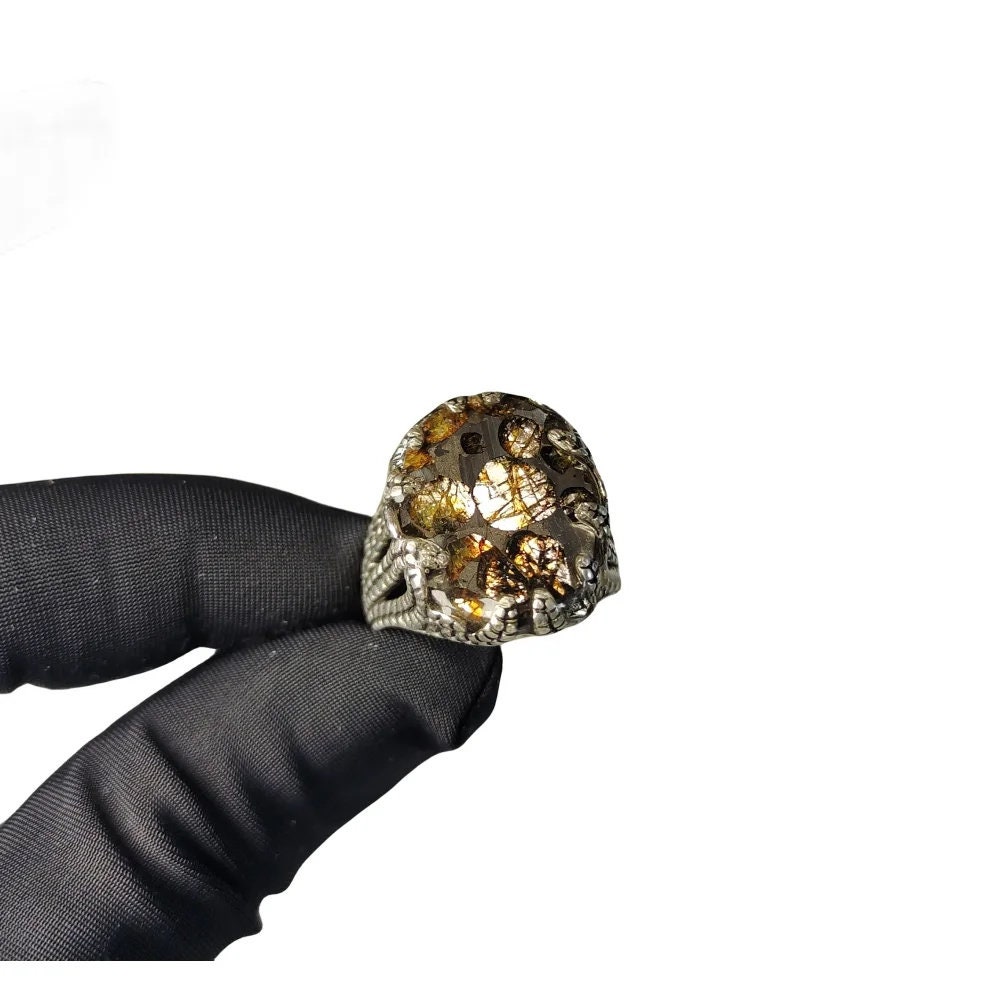 Brenham Pallasite Meteorite Ring S925 Silver TB306 - Etsy