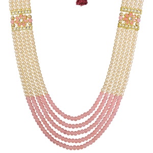 RAADHE CREATION Gold Plated and Pearl Moti Dulha Necklace Chain Men ...