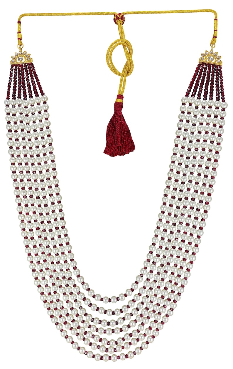 RAADHE CREATION Moti Mala for Men Necklace Groom Pearl Sherwani ...