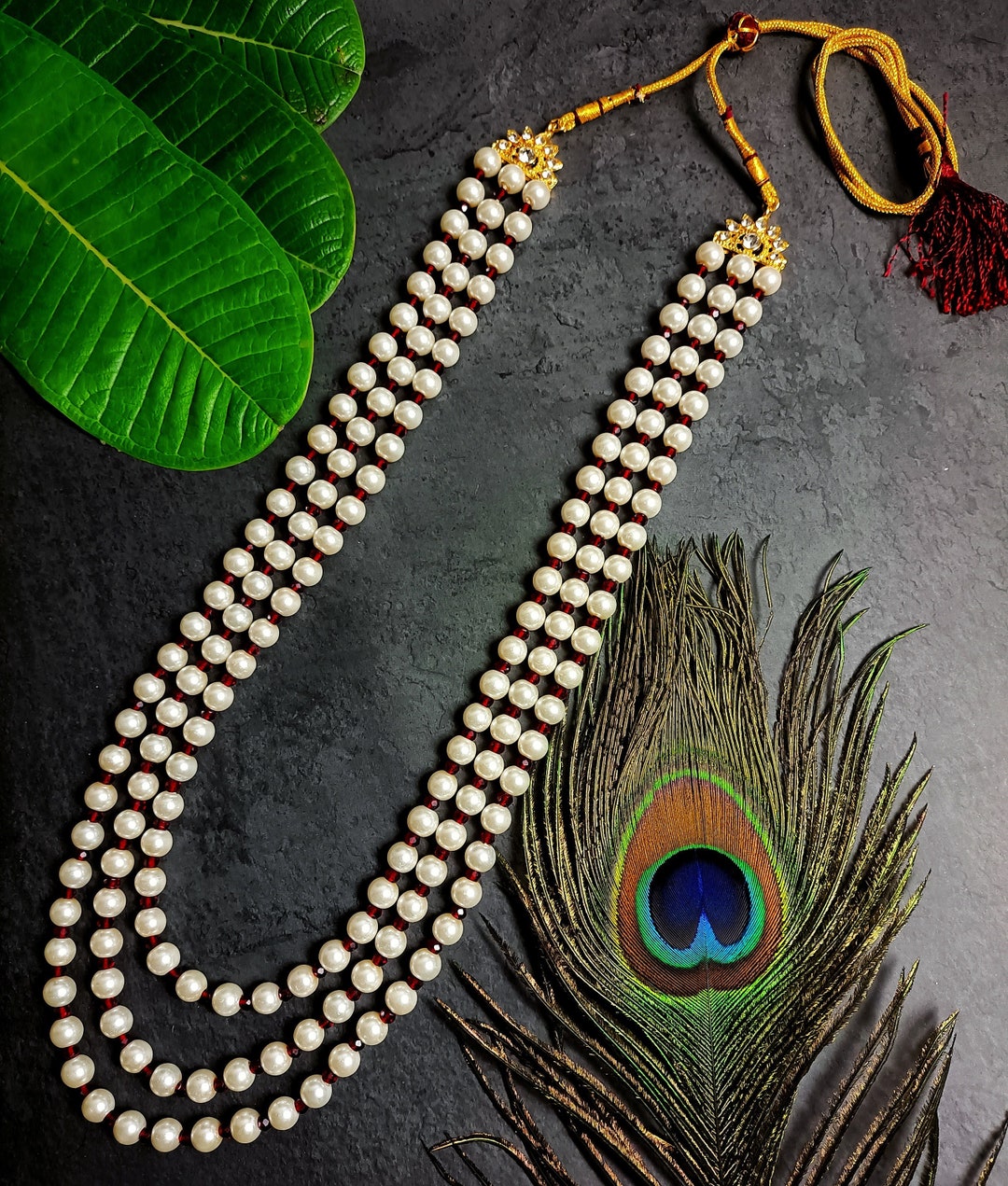 RAADHE CREATION Moti Mala for Men Necklace Groom Pearl Sherwani ...