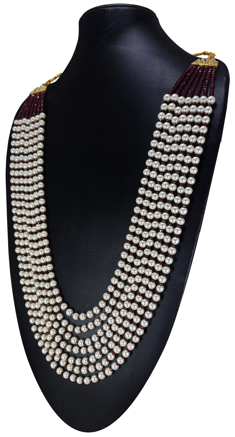 RAADHE CREATION Moti Mala for Men Necklace Groom Pearl Sherwani ...