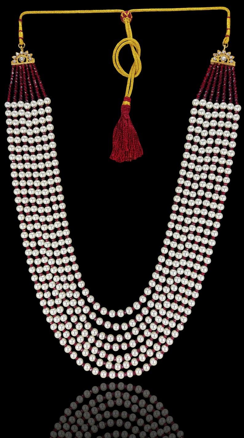 RAADHE CREATION Moti Mala for Men Necklace Groom Pearl Sherwani ...