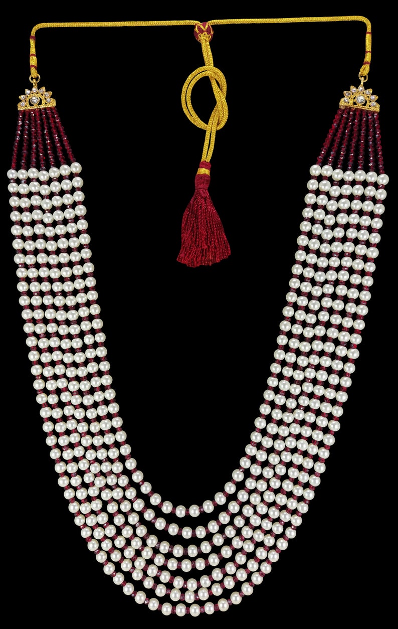 RAADHE CREATION Moti Mala for Men Necklace Groom Pearl Sherwani ...