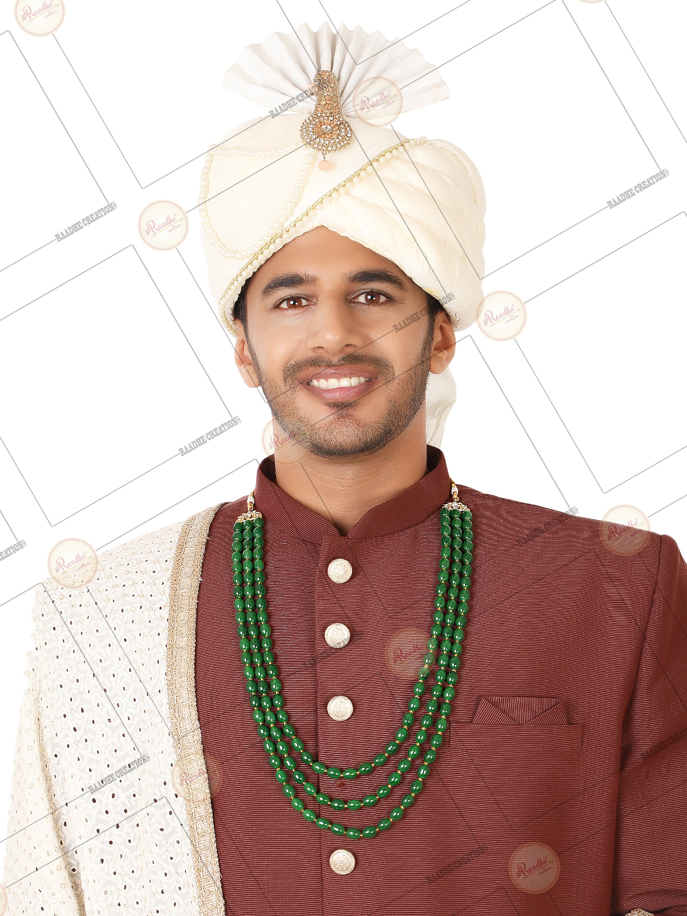 RAADHE CREATION Moti Mala for Men Necklace Groom Pearl Sherwani ...