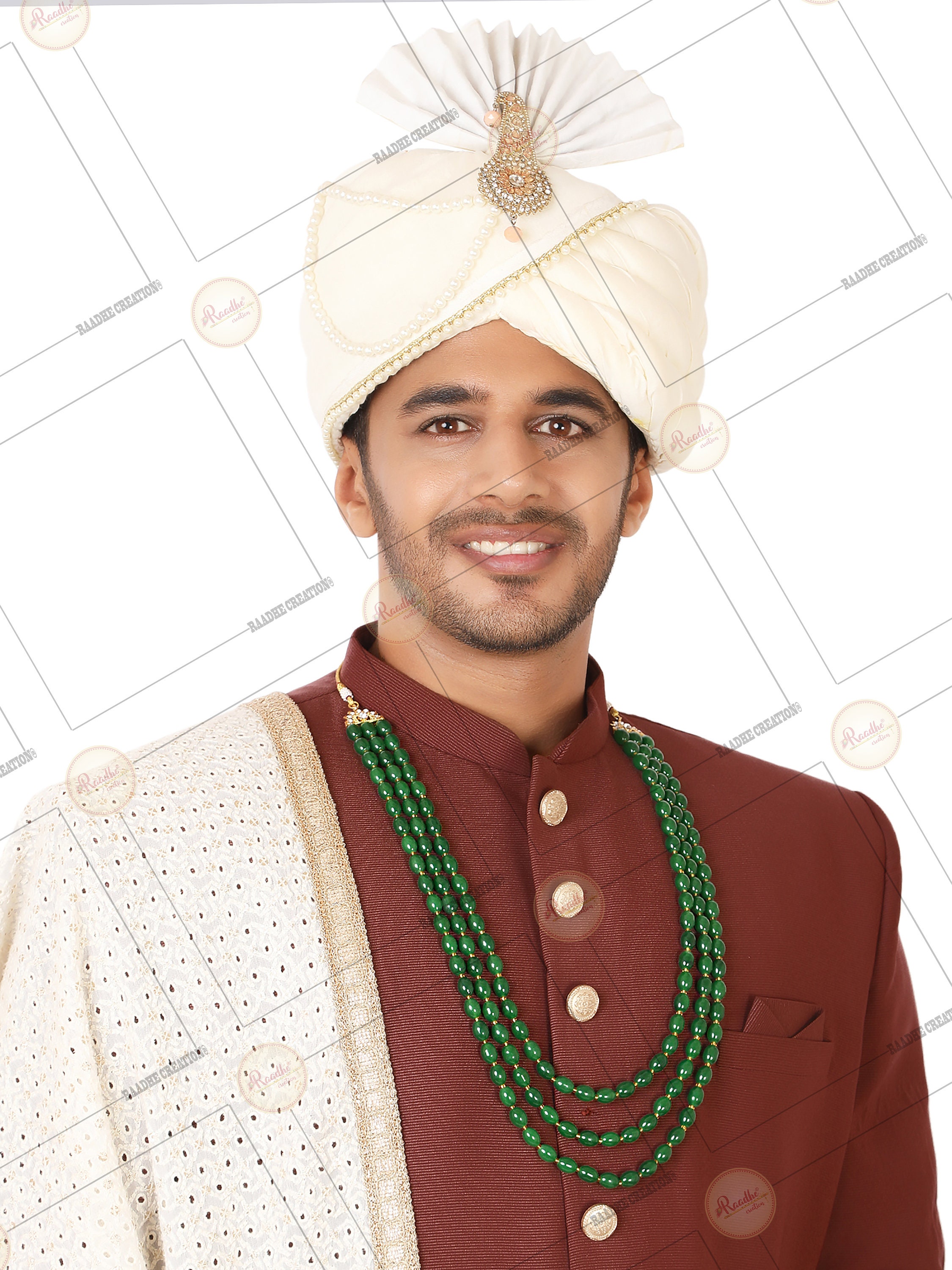 RAADHE CREATION Moti Mala for Men Necklace Groom Pearl Sherwani ...