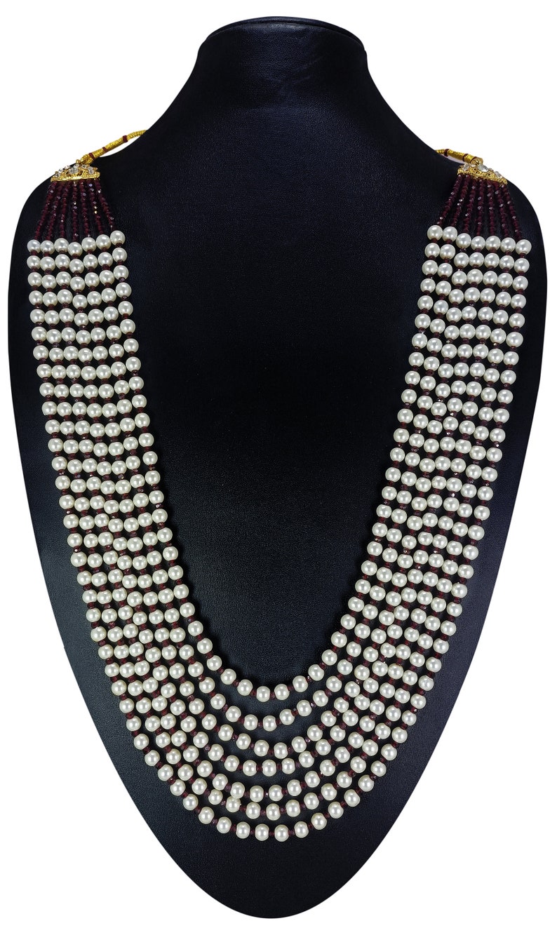 RAADHE CREATION Moti Mala for Men Necklace Groom Pearl Sherwani ...