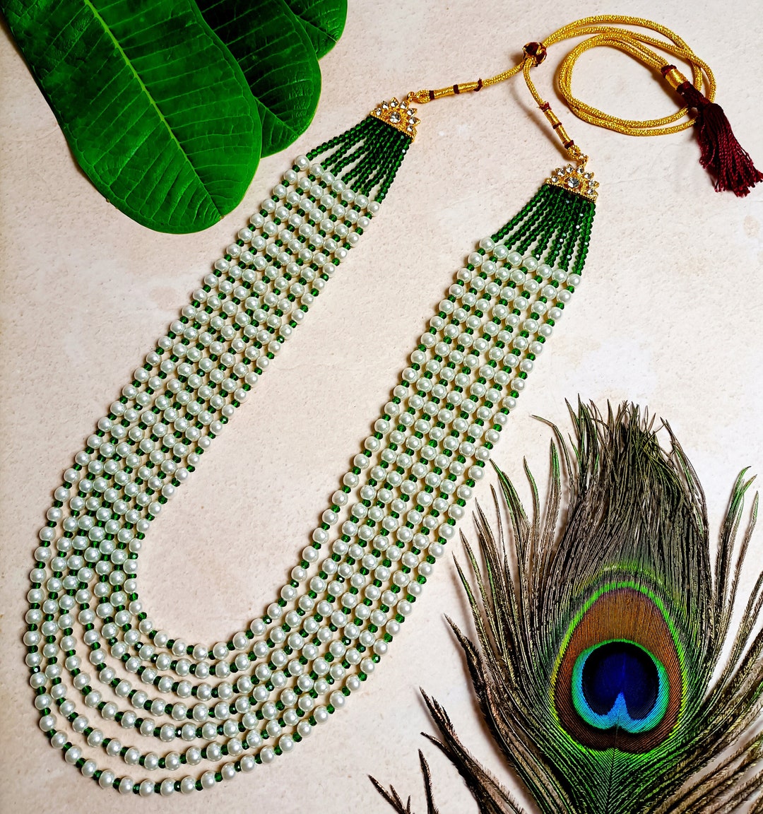 RAADHE CREATION Moti Mala for Men Necklace Groom Pearl Sherwani ...