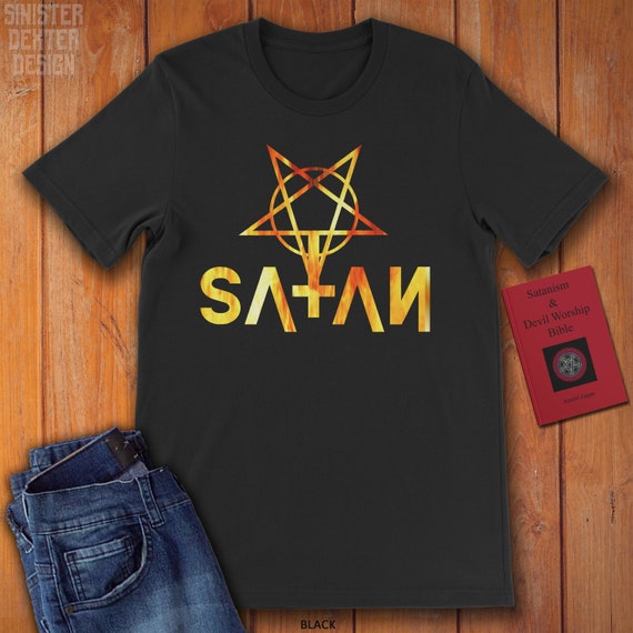 Satan With Inverted Pentagram Satanic Design With Hellfire - Etsy
