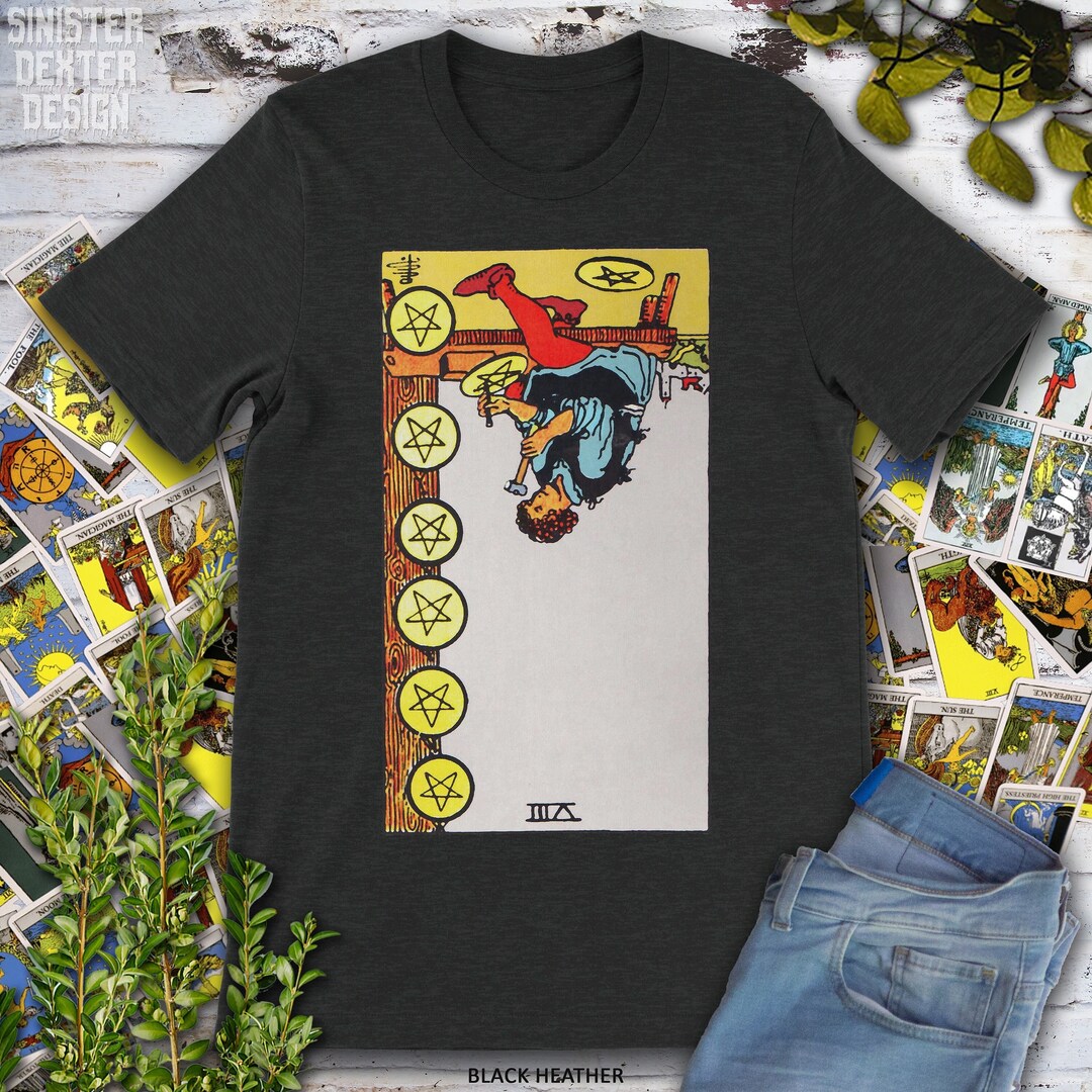 Eight of Coins or Pentacles Vintage Reversed Tarot Card - Hand Drawn ...