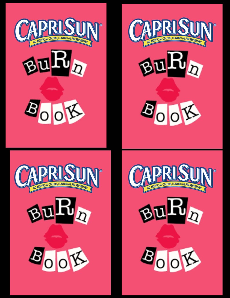 Mean Girls burn Book Chip Bag and Caprisun Digital - Etsy UK