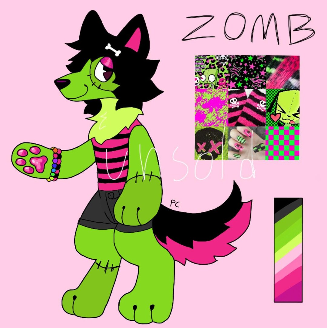 Scene Zombie Dog Adoptable Ref Sheet Fursona - Etsy