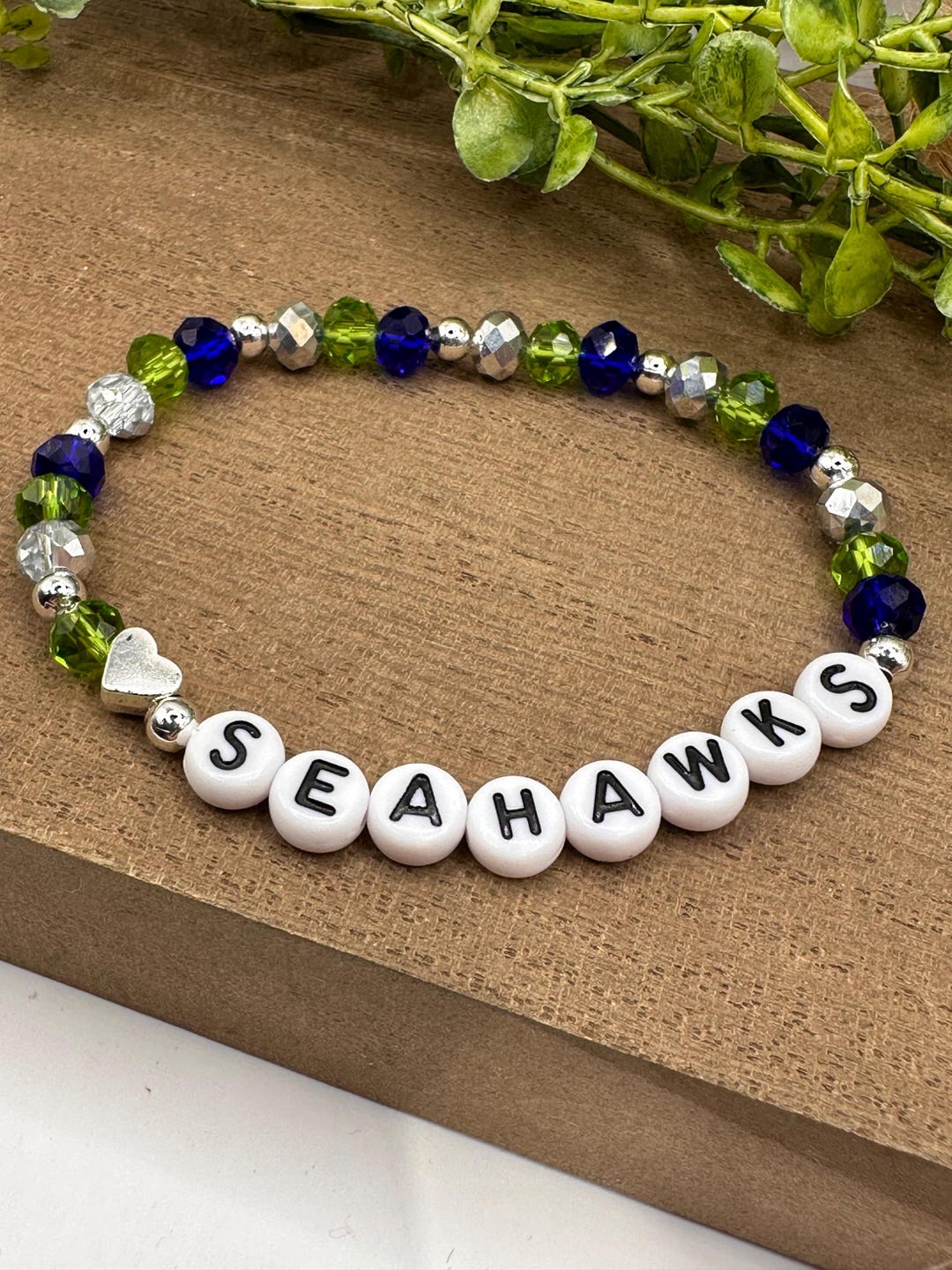 Seattle Seahawks Beaded Bracelet, Green, Blue, and Silver - Etsy