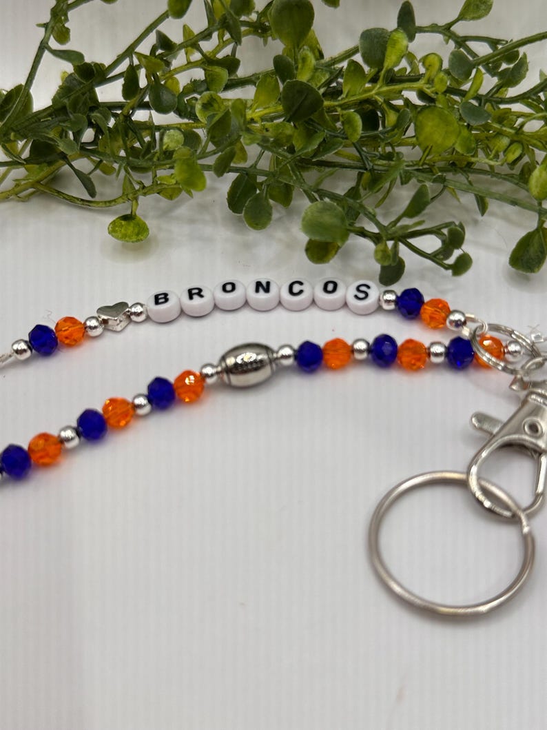 Denver Broncos Beaded Keychain, NFL Inspired Purse Charm - Etsy