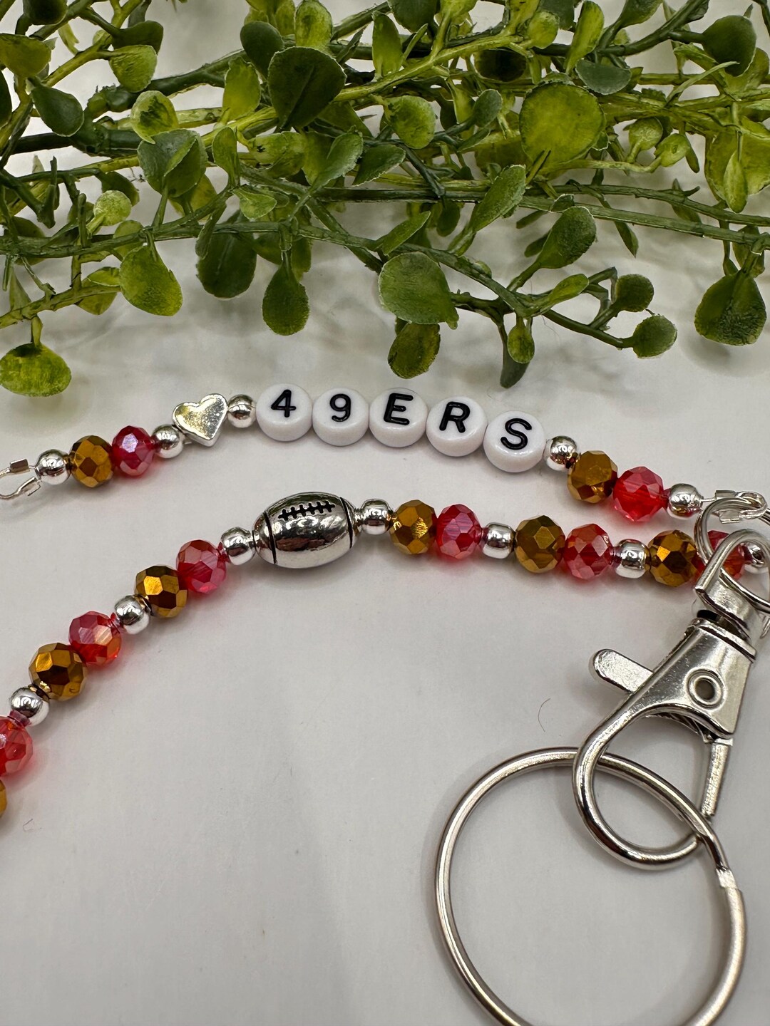 49ers Beaded Keychain, Red and Gold Crystals, NFL Football Fan Gift - Etsy