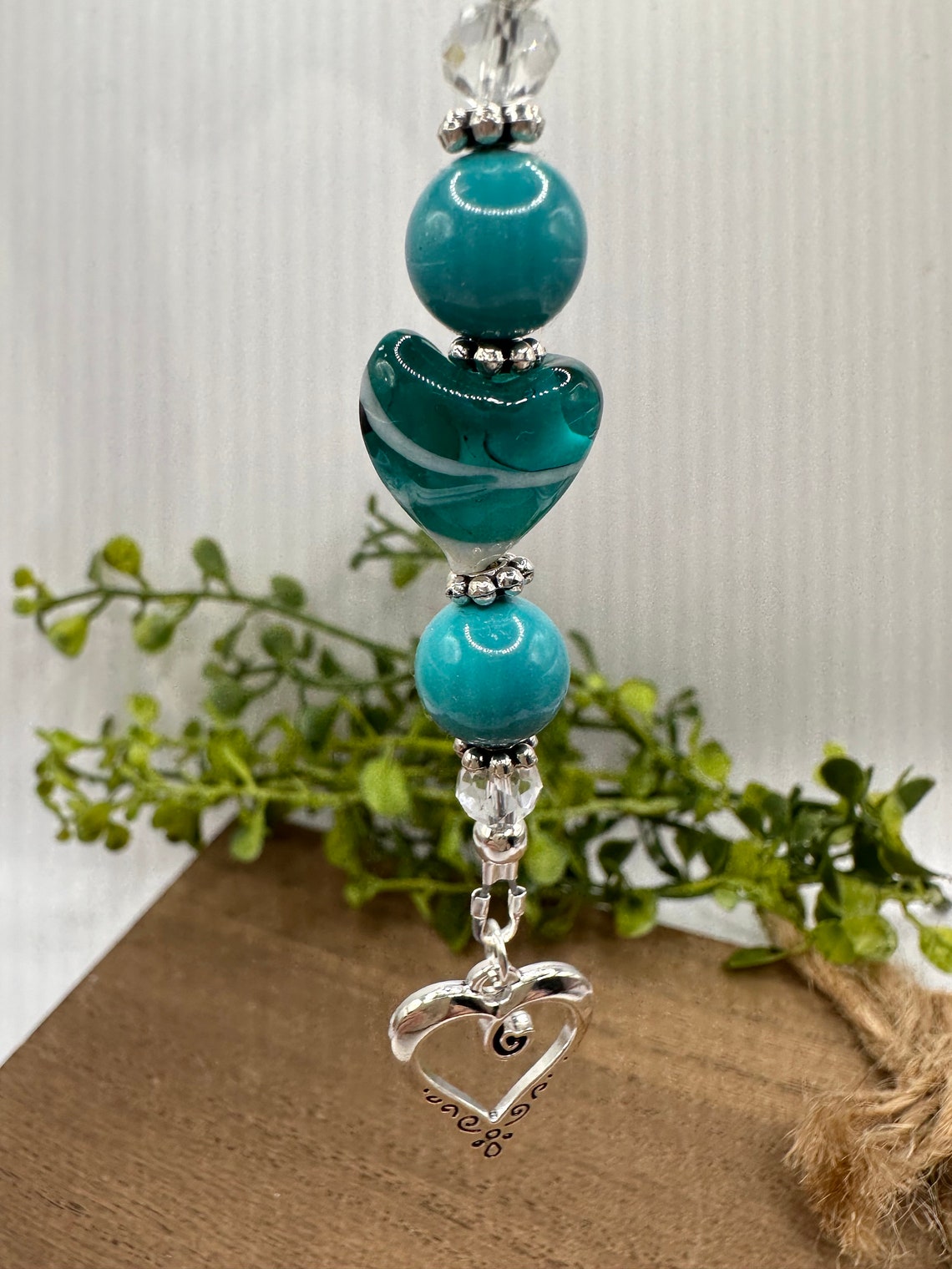 Teal Beaded Keychain, Czech Glass, Boho Purse Charm, Handmade - Etsy