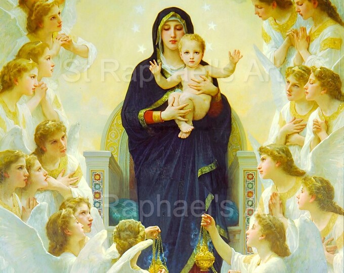 Our Lady Queen of Angels, Canvas Art, Large Wall Decor, Fine Art Prints ...