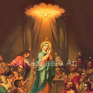 Pentecost Holy Ghost Apostles Virgin Mary Catholic Church Art Digital ...