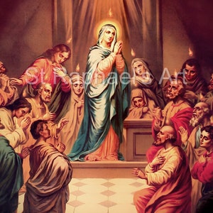 Pentecost Holy Ghost Apostles Virgin Mary Catholic Church Art Digital ...