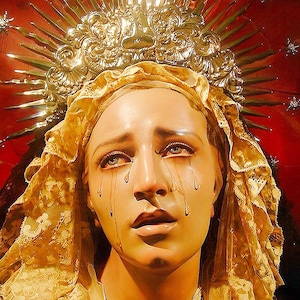 Our Lady Weeping Statue Pictures Virgin Mary Catholic - Etsy