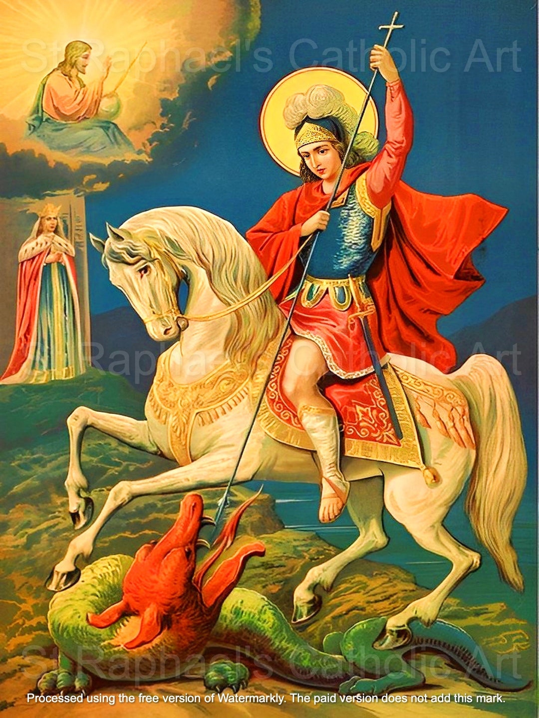 St George Slays the Dragon Patron Saint of England St - Etsy