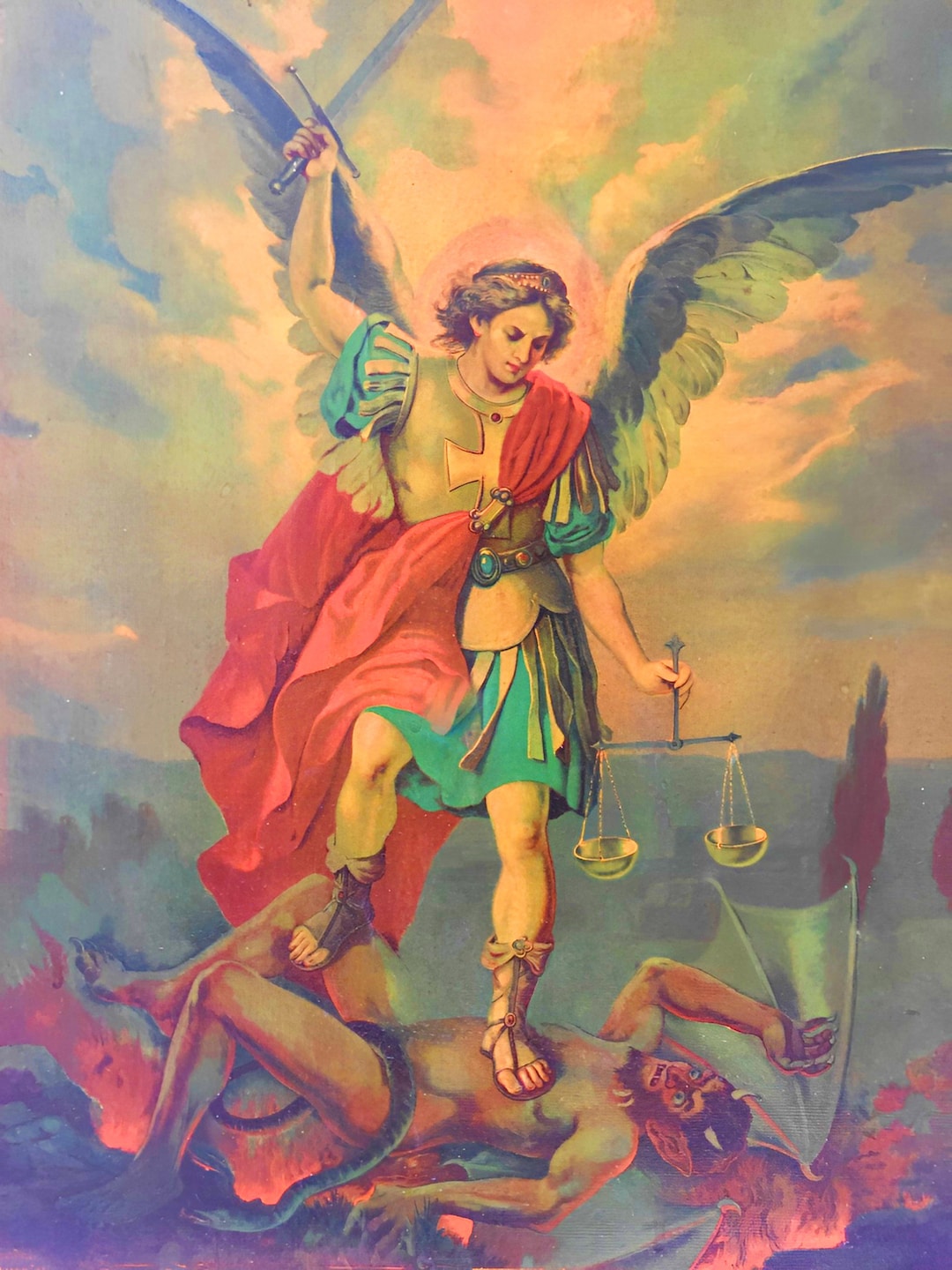 St Michael the Archangel Defeats Satan Traditional Catholic Defend Us ...