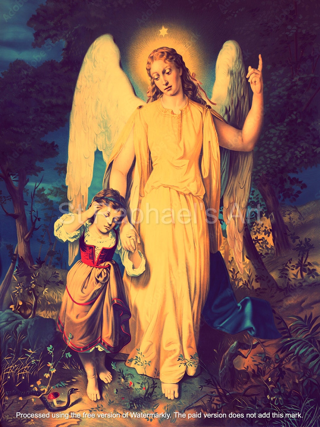 Guardian Angel Protection Children Catholic Art Stunning Digital ...