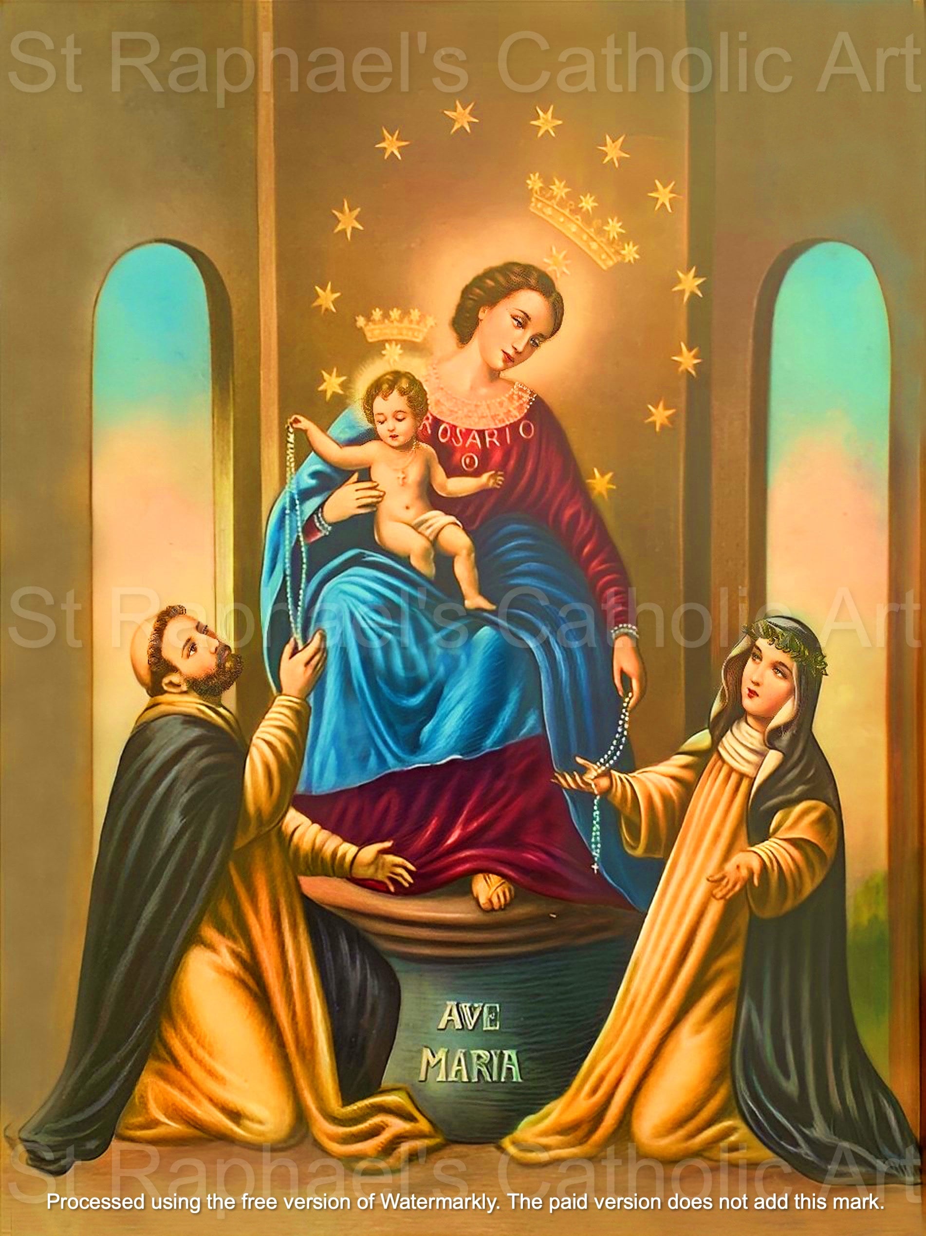 Our Lady of the Rosary Antique Rare Catholic Picture Digital Download ...